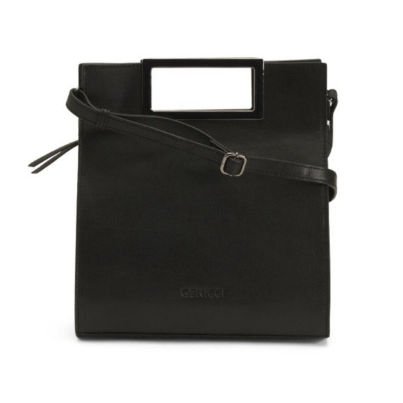Genicci | Bags | Genicci Black Leather Tall Structured Crossbody With ...